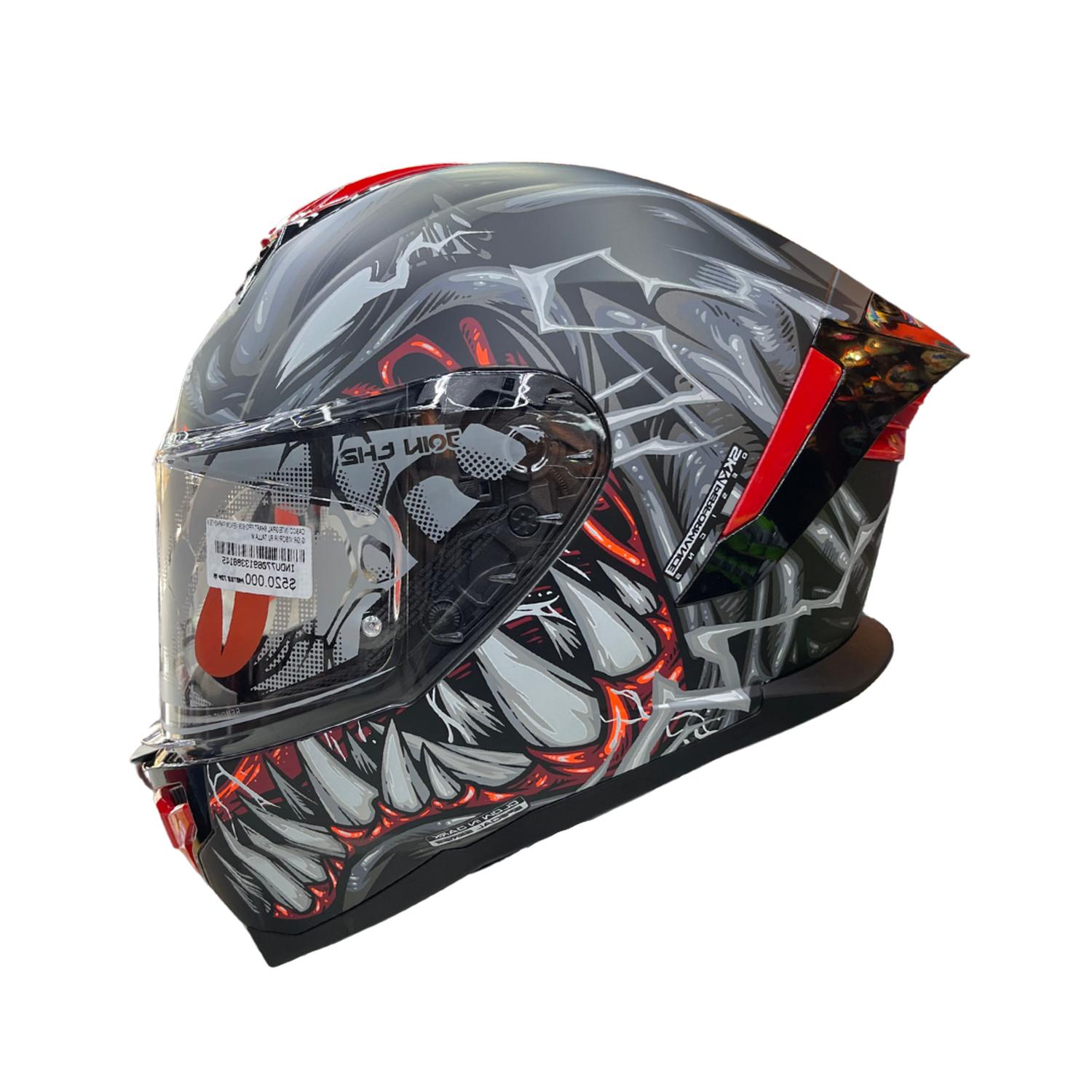CASCO INTEGRAL SHAFT PRO 609 VENOM PARASYTE.(NEGRO/GRIS).VISOR ROJO ...