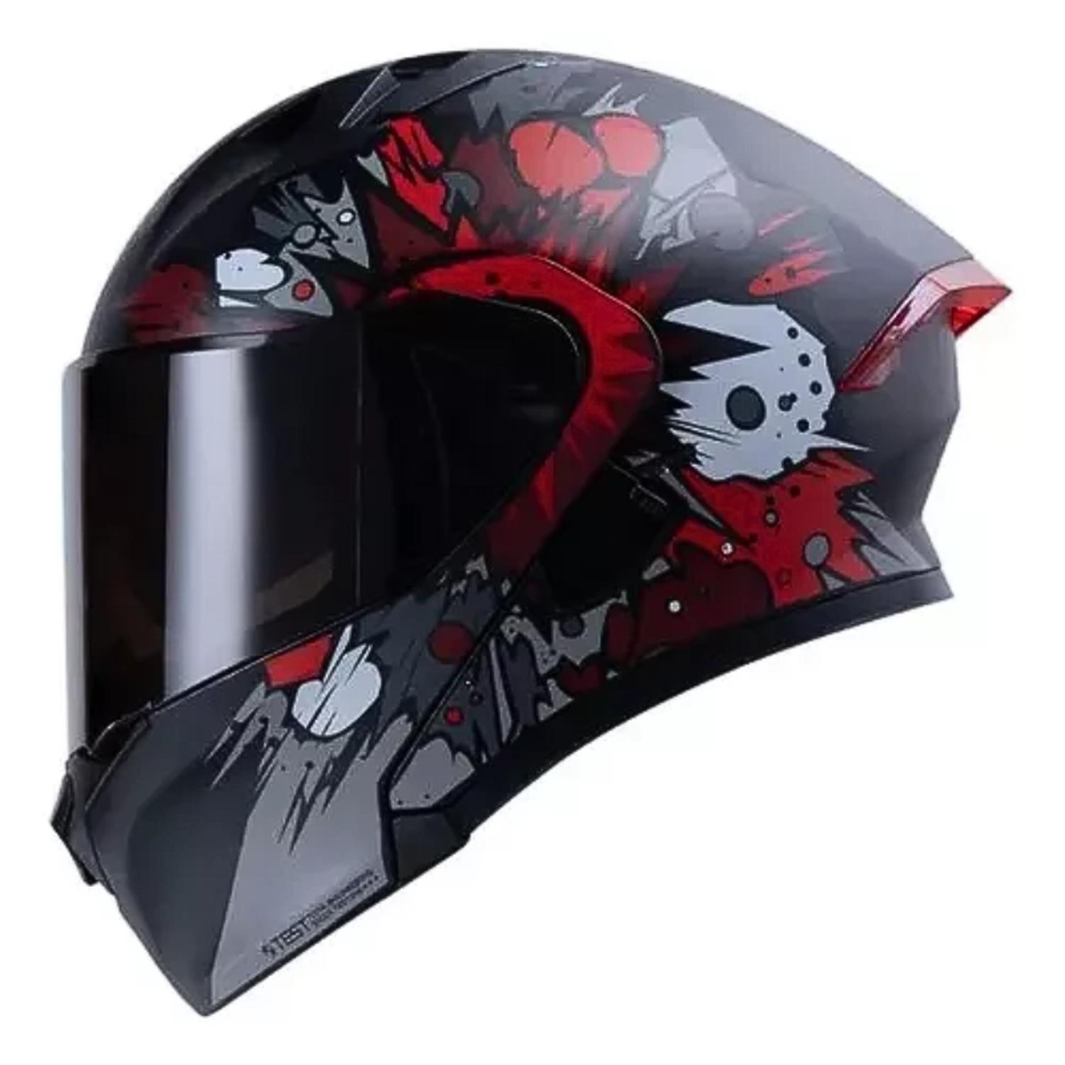 CASCO ABATIBLE ICH 3120 COMIC BOO ( NEGRO BRILLANTE/ ROJO) VISOR HUMO ...