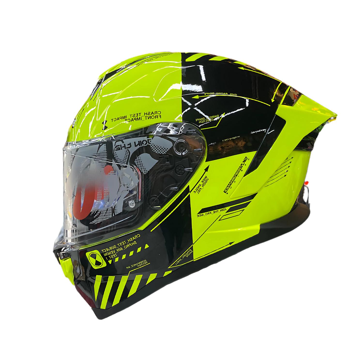 CASCO INTEGRAL SHAFT PRO 609 VENOM CRASH TEST.(AMARILLO NEON/NEGRO).VI ...