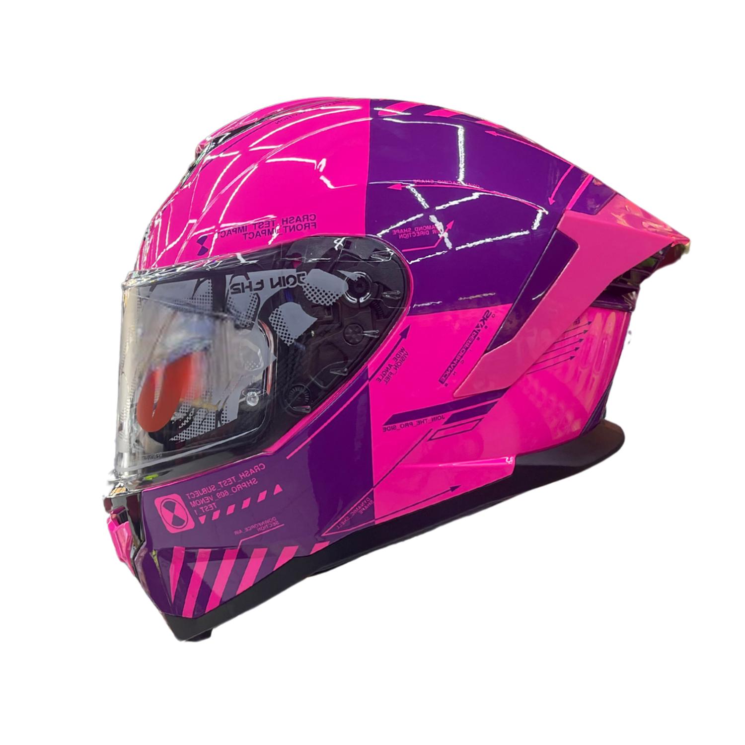 CASCO INTEGRAL SHAFT PRO 609 VENOM CRASH TEST.(FUCSIA/MORADO).VISOR MO ...