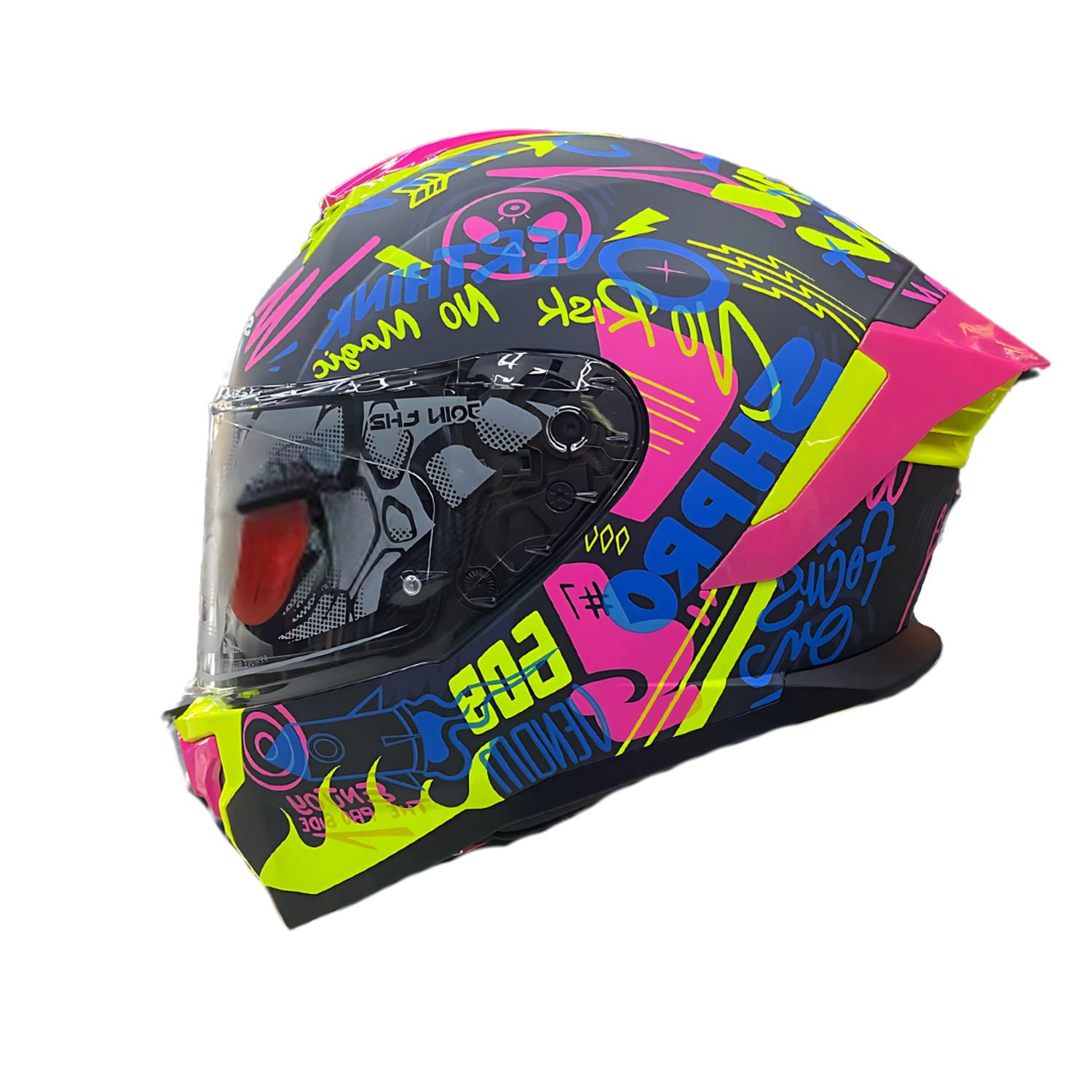 CASCO INTEGRAL SHAFT PRO 609 VENOM FREEDOM.(AZUL OSCURO/AMARILLO NEON ...